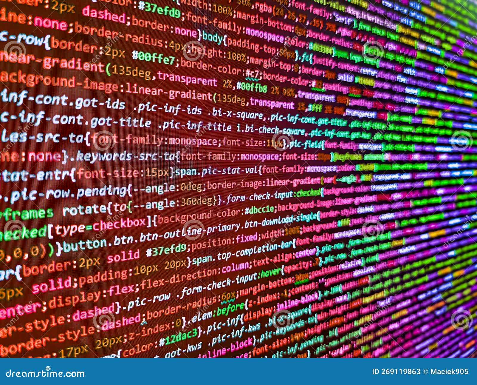 Hacker Breaching Net Security Lines Of Html Code Visible Developing Programm Stock Image