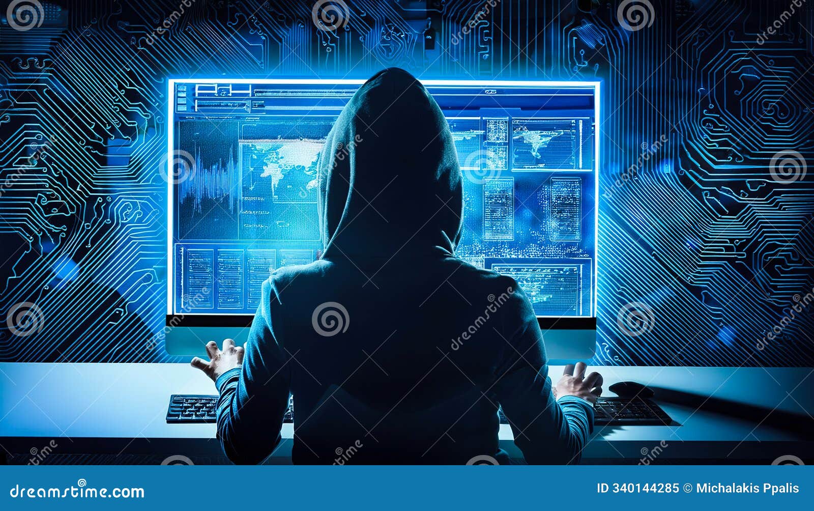 Hacker Breaking into Corporate Comuter System and Encrypting Files ...