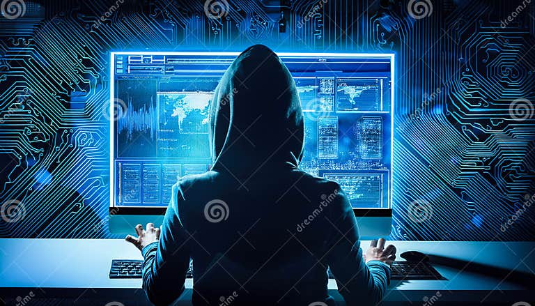 Hacker Breaking into Corporate Comuter System and Encrypting Files ...