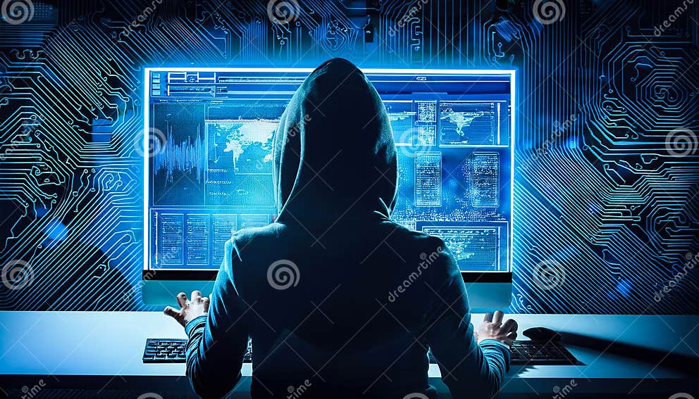 Hacker Breaking into Corporate Comuter System and Encrypting Files ...
