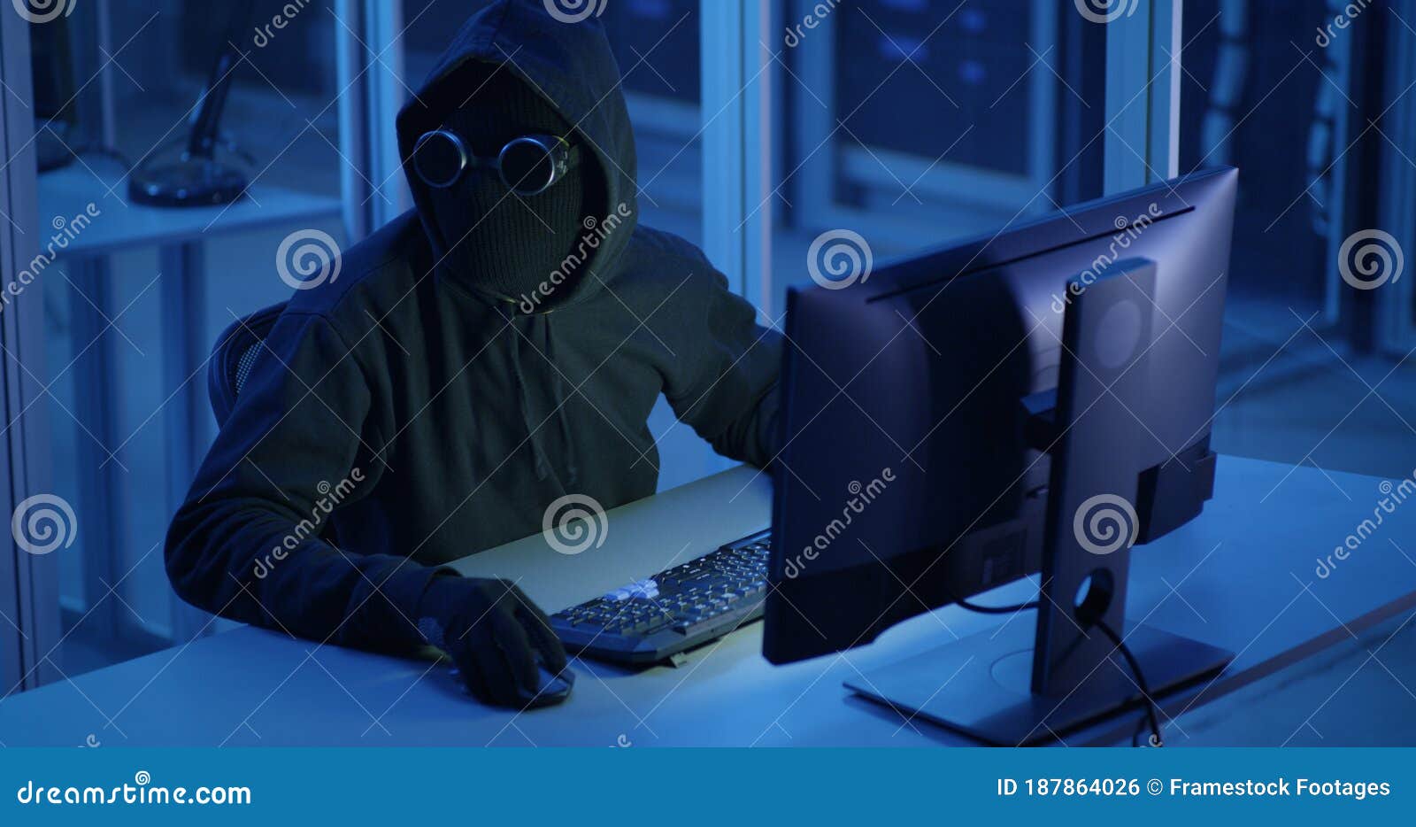 Hacker Breaking into a Data Center Stock Photo - Image of goggles ...