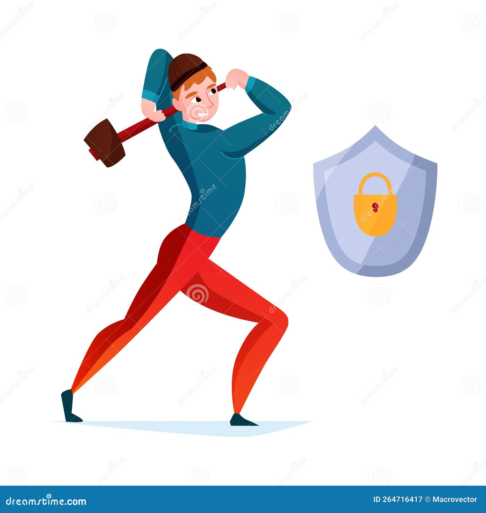 Hacker Breaking Shield Composition Stock Vector - Illustration of flat ...