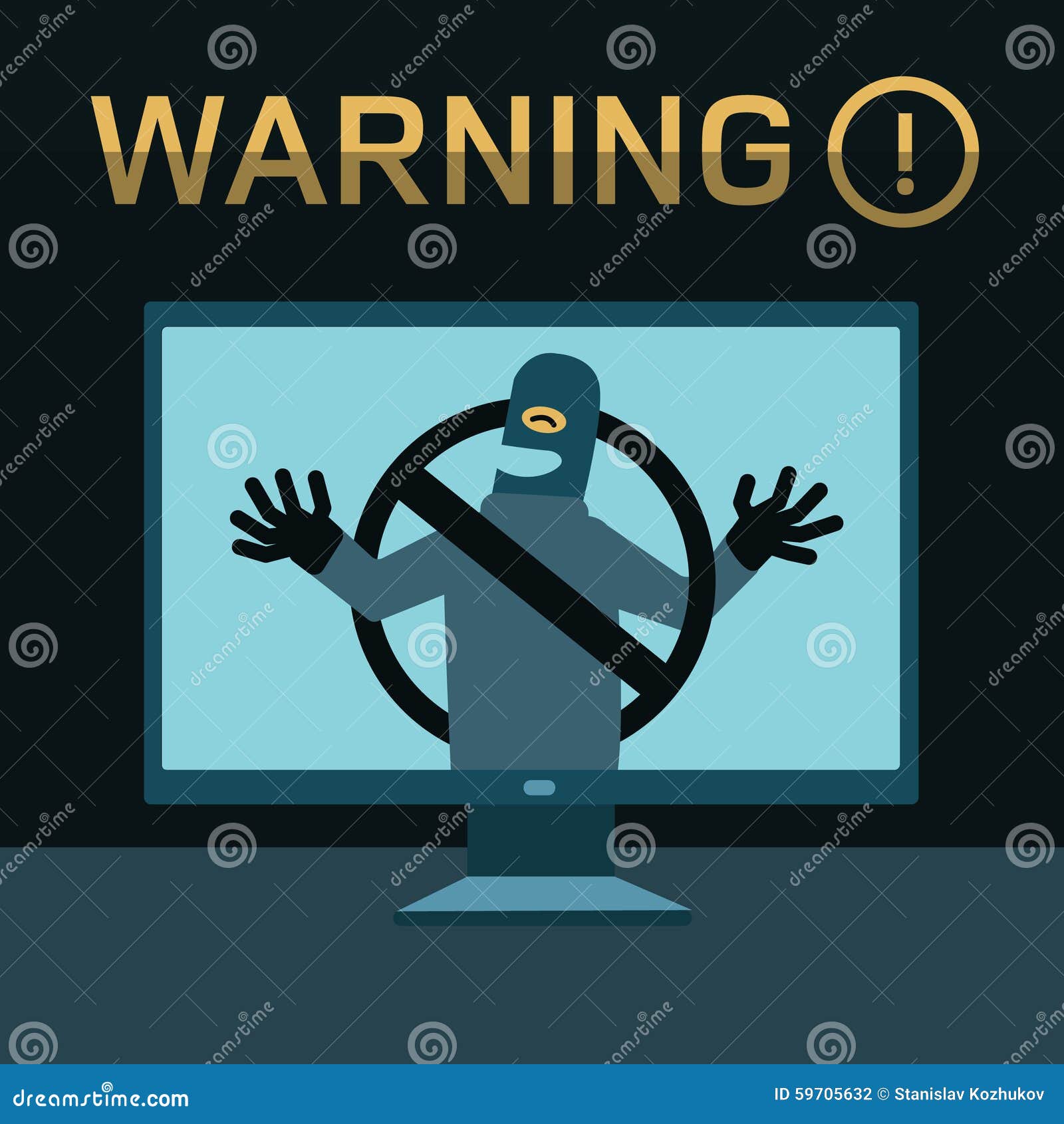 Hacker Breaks Into Computer Stock Vector Illustration Of Code Information 59705632