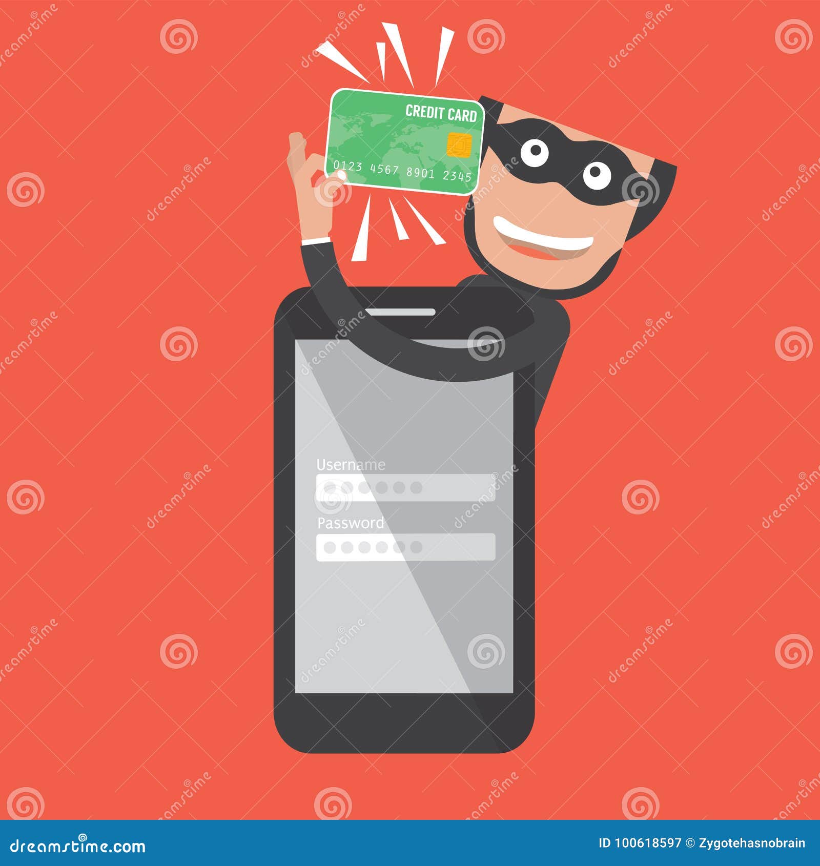 Hacker Breaks into Smartphone. Data Theft Stock Vector - Illustration ...