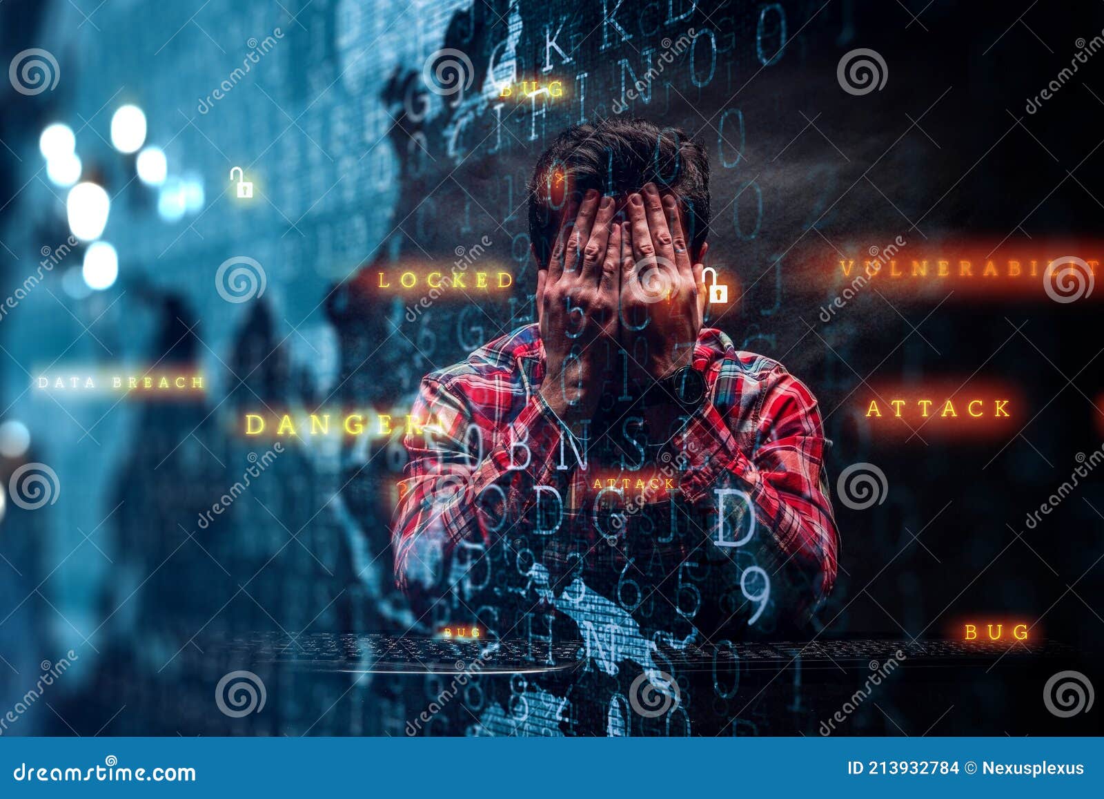 Hacker in Casual Clothes Dark Theme Stock Photo - Image of money, virus ...