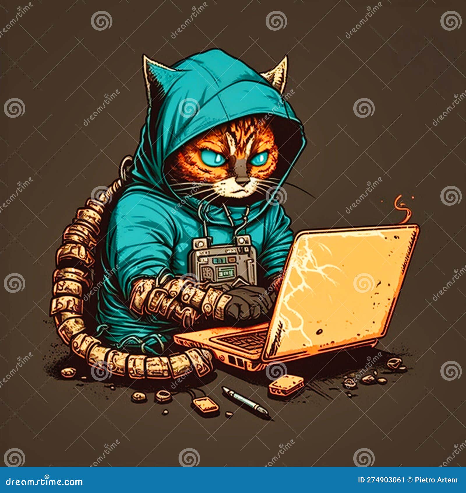 Hacker Cat Working Job Profession Illustration, Generative AI Stock ... Hacker Cat Working Job Profession Illustration, Generative AI Stock ...