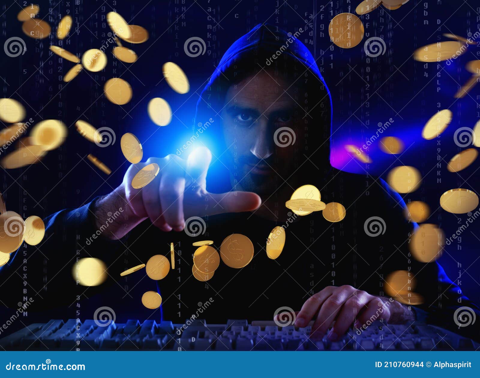 Hacker Catches Money from a Bank Account. Concept of Internet Security ...