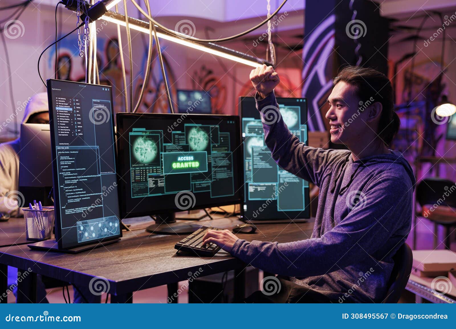 Hacker Celebrating Successful Hacking Stock Image - Image of winner ...