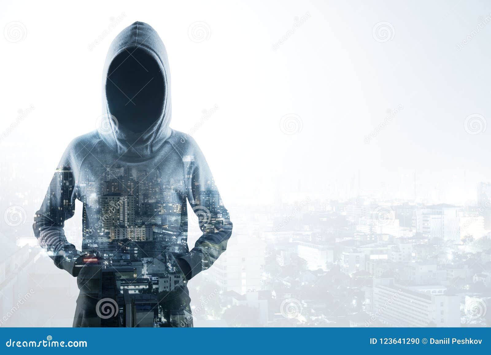 Hacker in city stock photo. Image of media, copy, casual - 123641290
