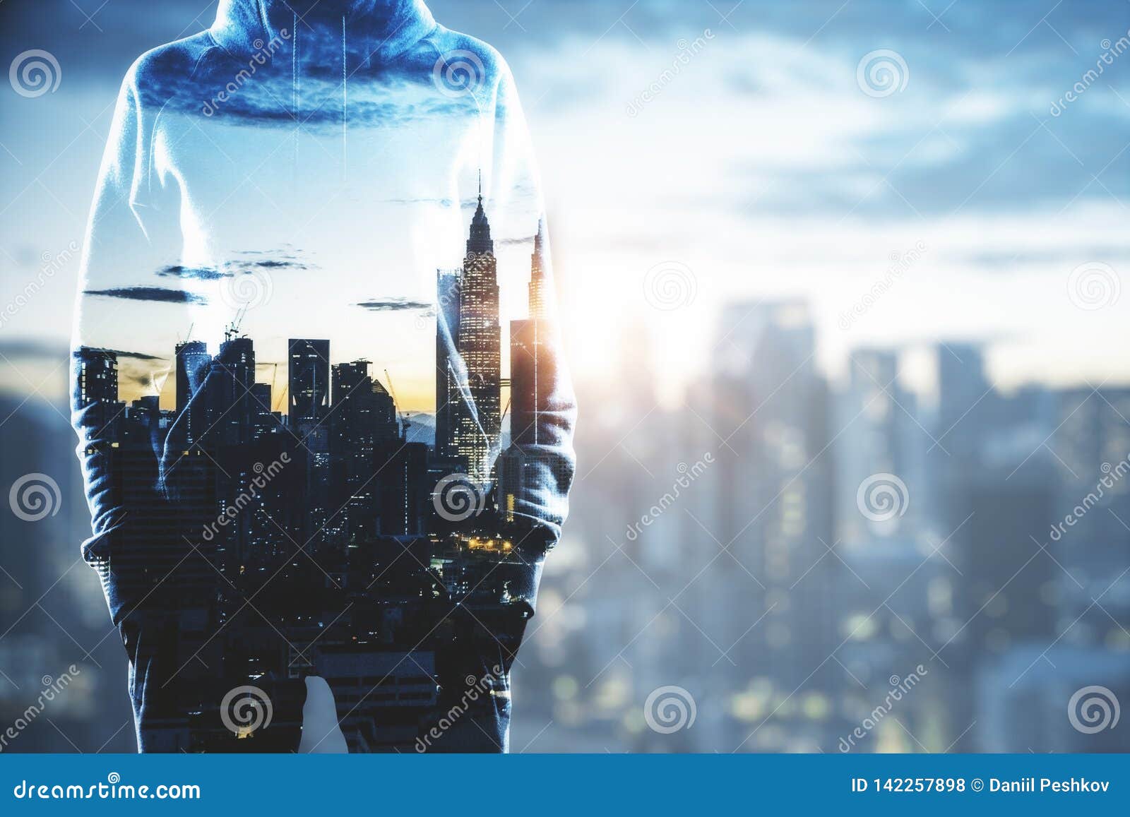 Hacker on city wallpaper stock photo. Image of data - 142257898