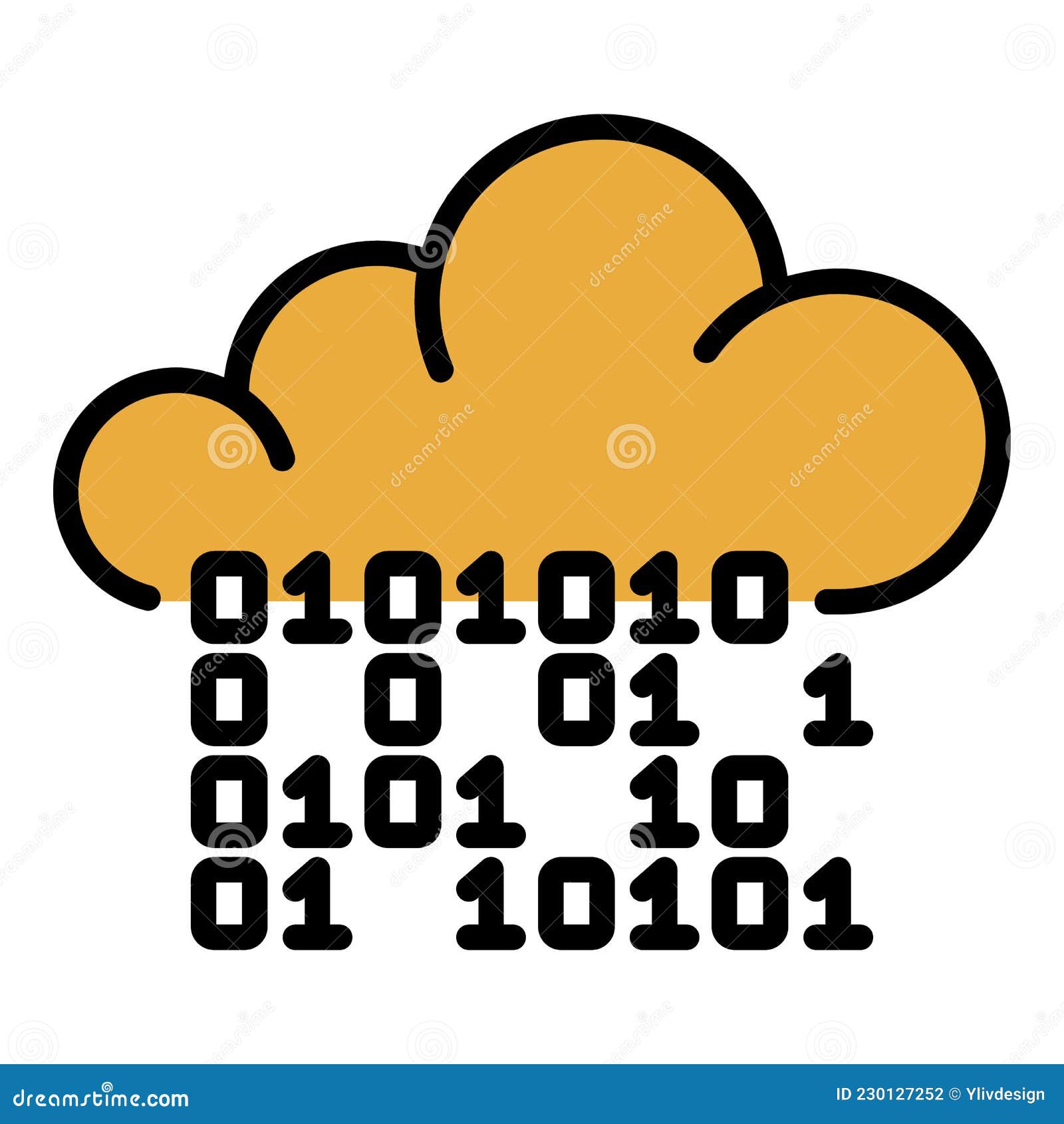 Hacker Code in the Cloud Icon Color Outline Vector Stock Vector ...