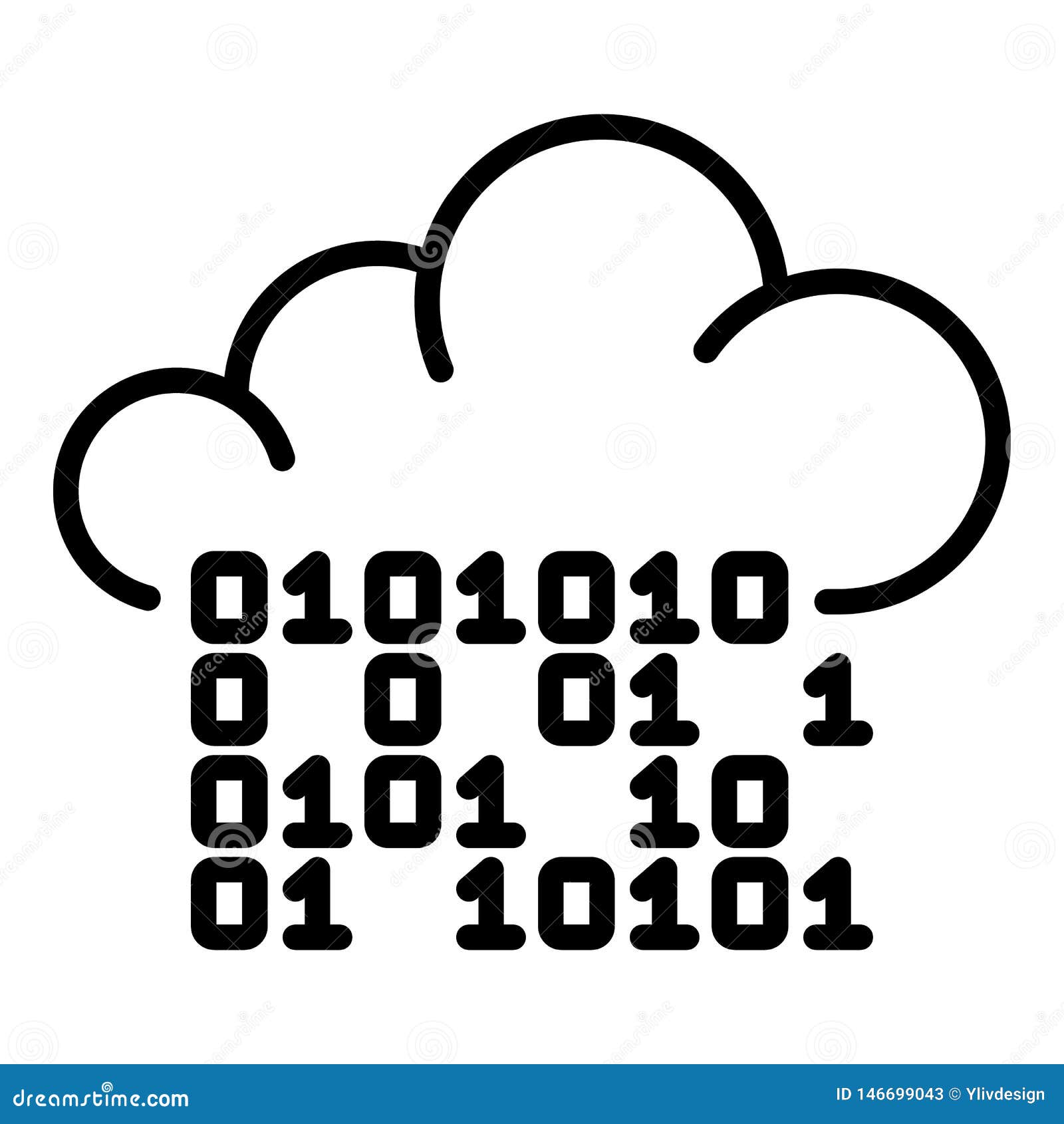 Hacker Code in the Cloud Icon, Outline Style Stock Vector ...