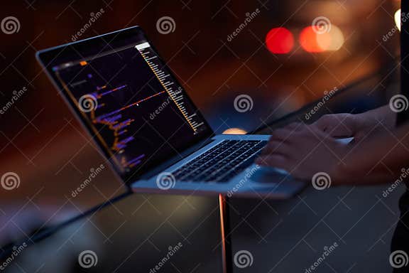 Hacker, Code and Laptop with Hands of Person for Ransomware, Cyber Security and Phishing. Coding ...