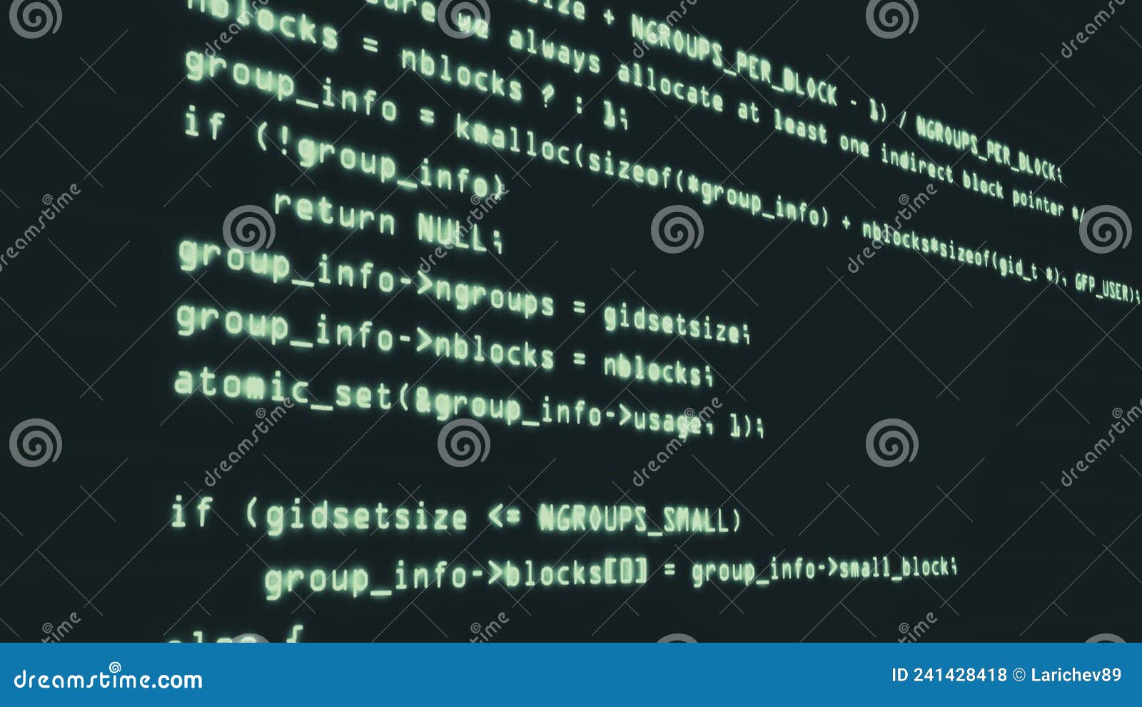 Hacker Code Running Down a Computer Screen Terminal. 3d Rendering Stock ...