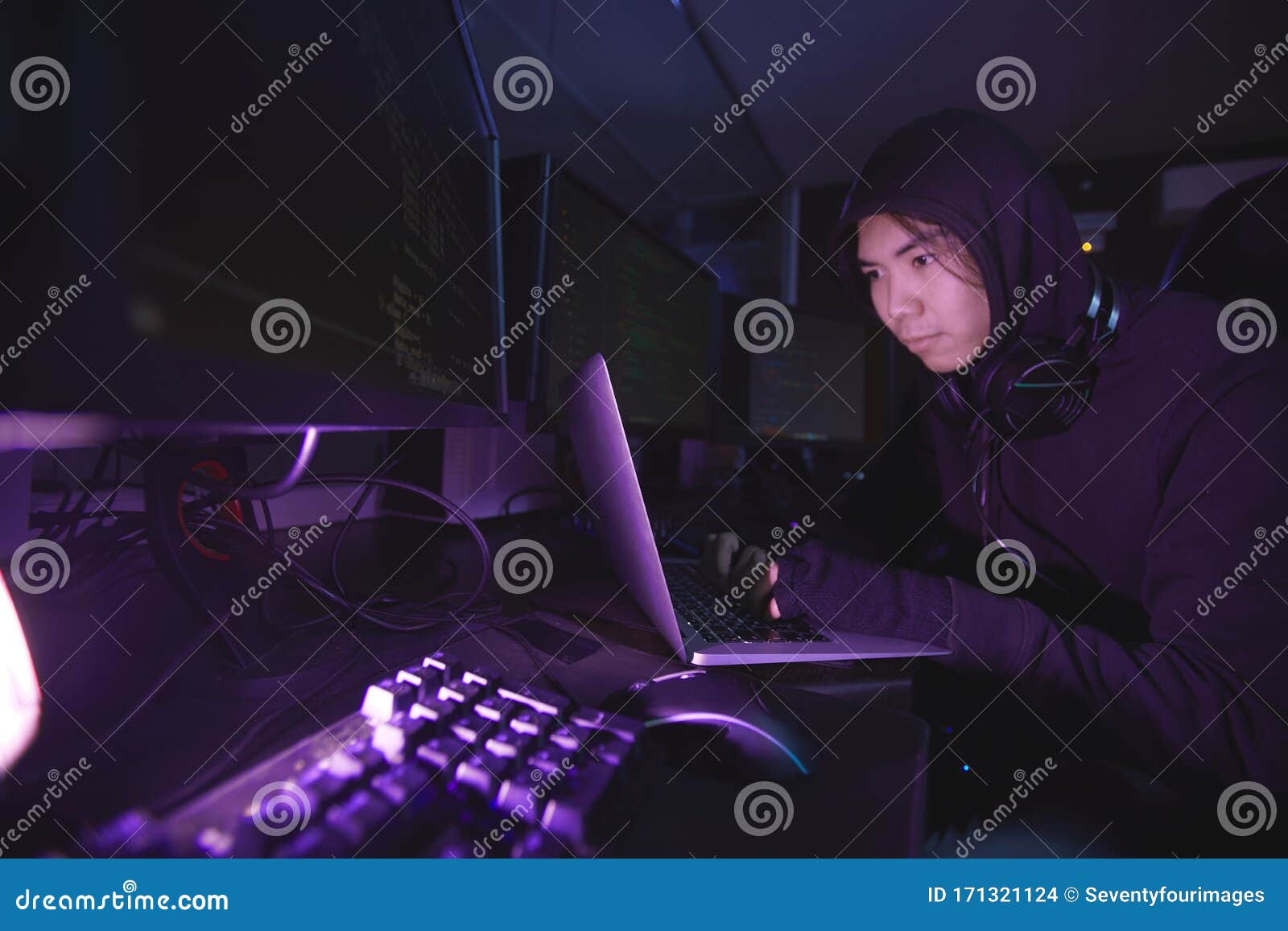 Hacker Coding in Dark stock photo. Image of connection - 171321124