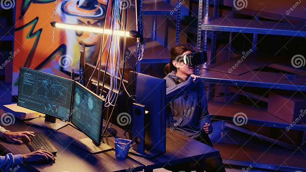 Hacker Coding Malware with VR Headset Stock Photo - Image of backdoors, bunker: 299768244
