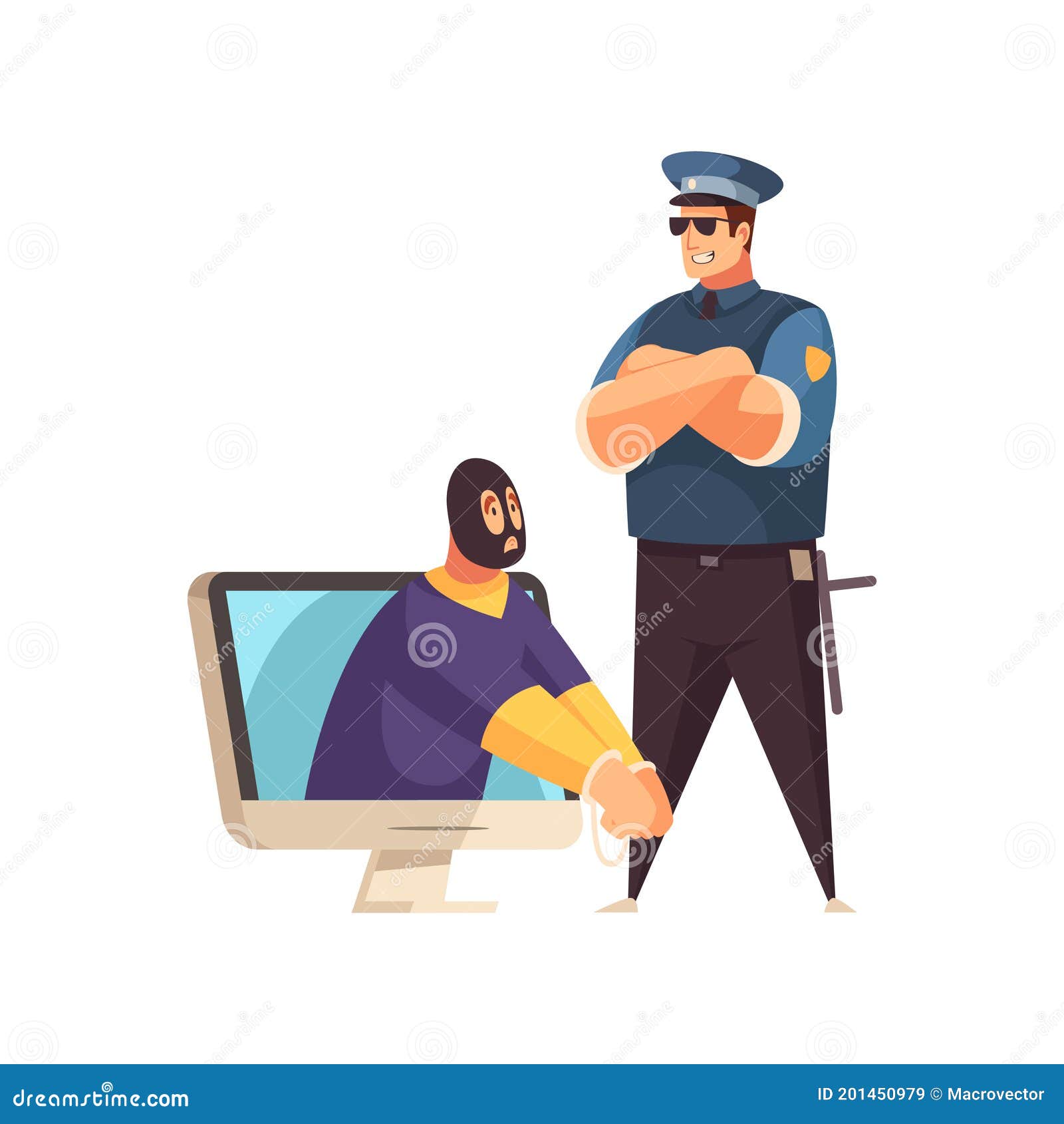 Arrested Hacker Police Composition Stock Vector - Illustration of hack ...