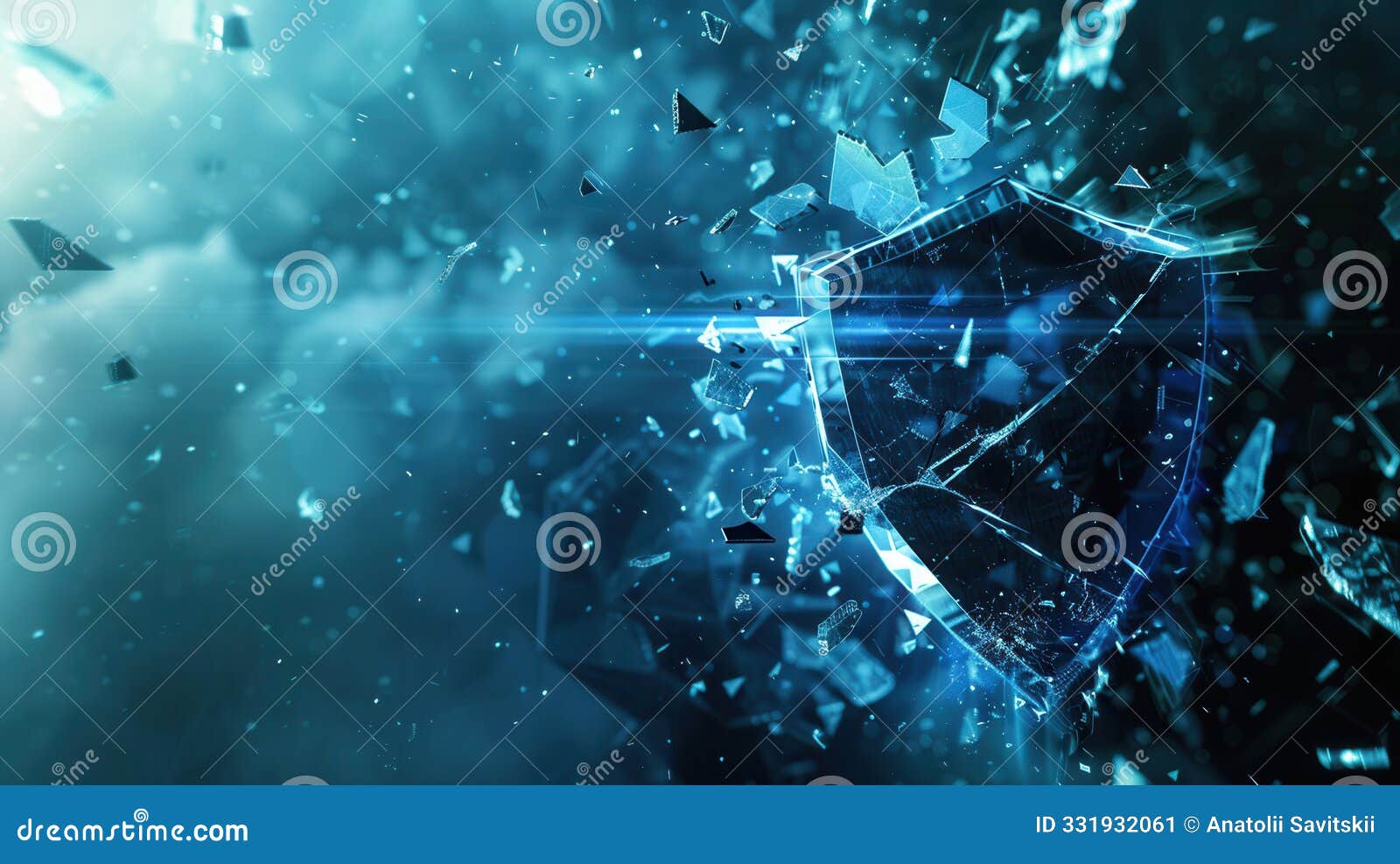 A Hacker Compromises a Digital Shield, Causing Fragments To Scatter ...