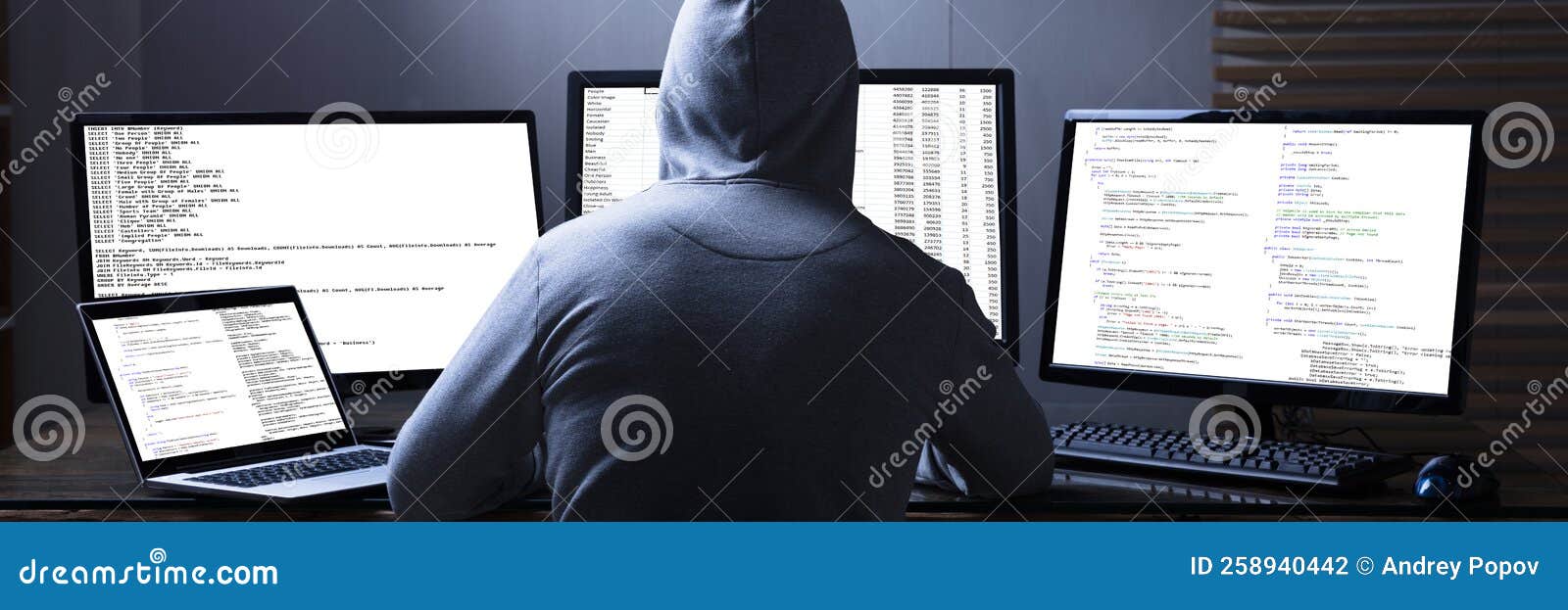Hacker and Computer Data Breach Stock Photo - Image of robber, robbery ...