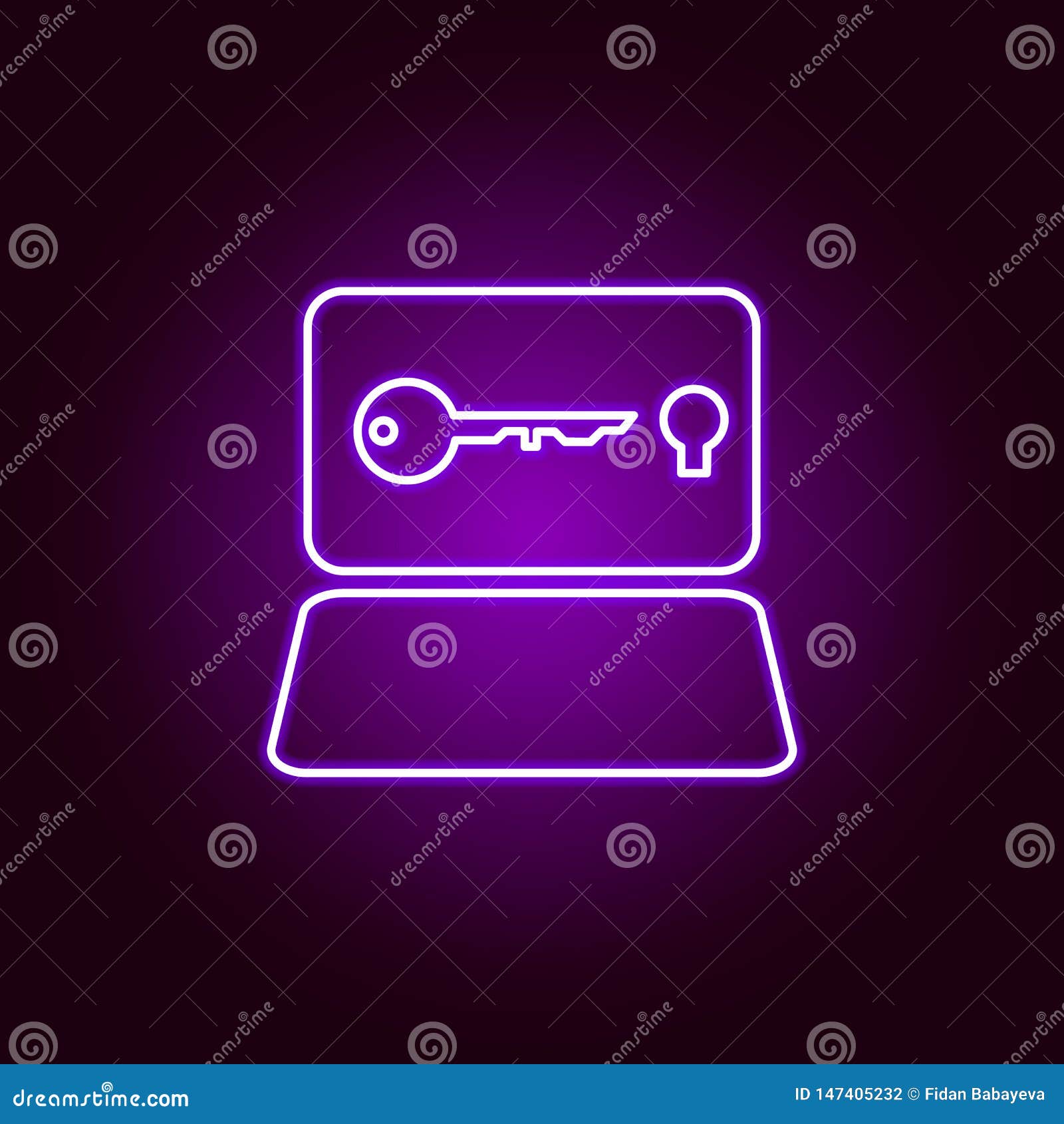 Hacker, Computer Icon in Neon Style. Can Be Used for Web, Logo, Mobile ...