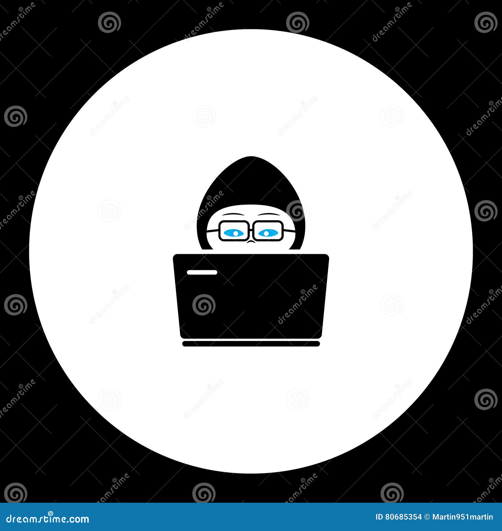 Hacker Computer Man Behind Laptop Working Icon Eps10 Stock Vector ...