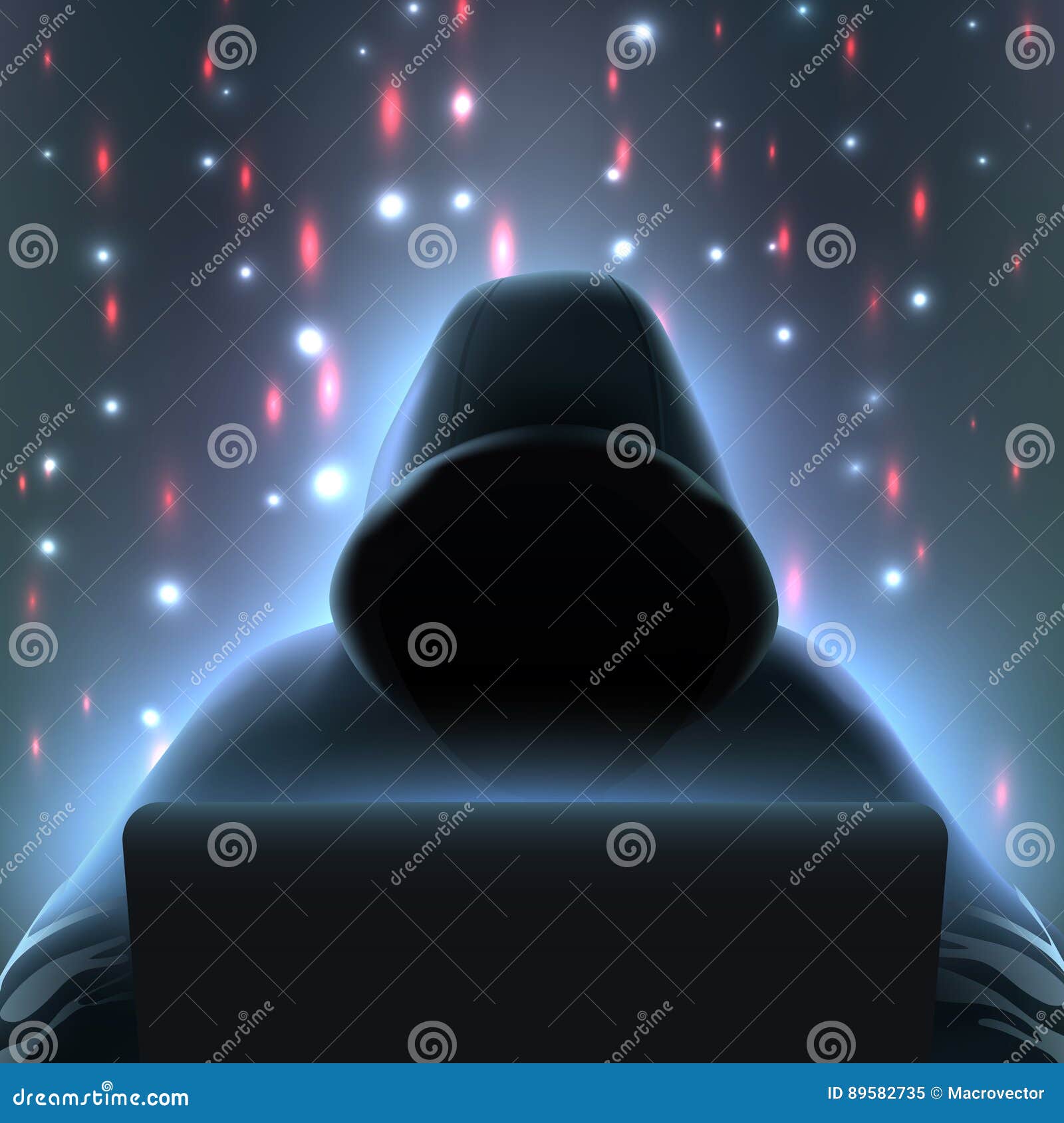 Hacker Computer Realistic Composition Stock Vector - Illustration of ...