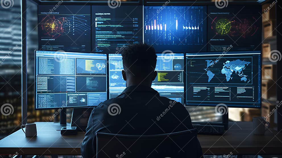 Hacker at the Computer Screens, Hacking, Dark Web, it Stock ...