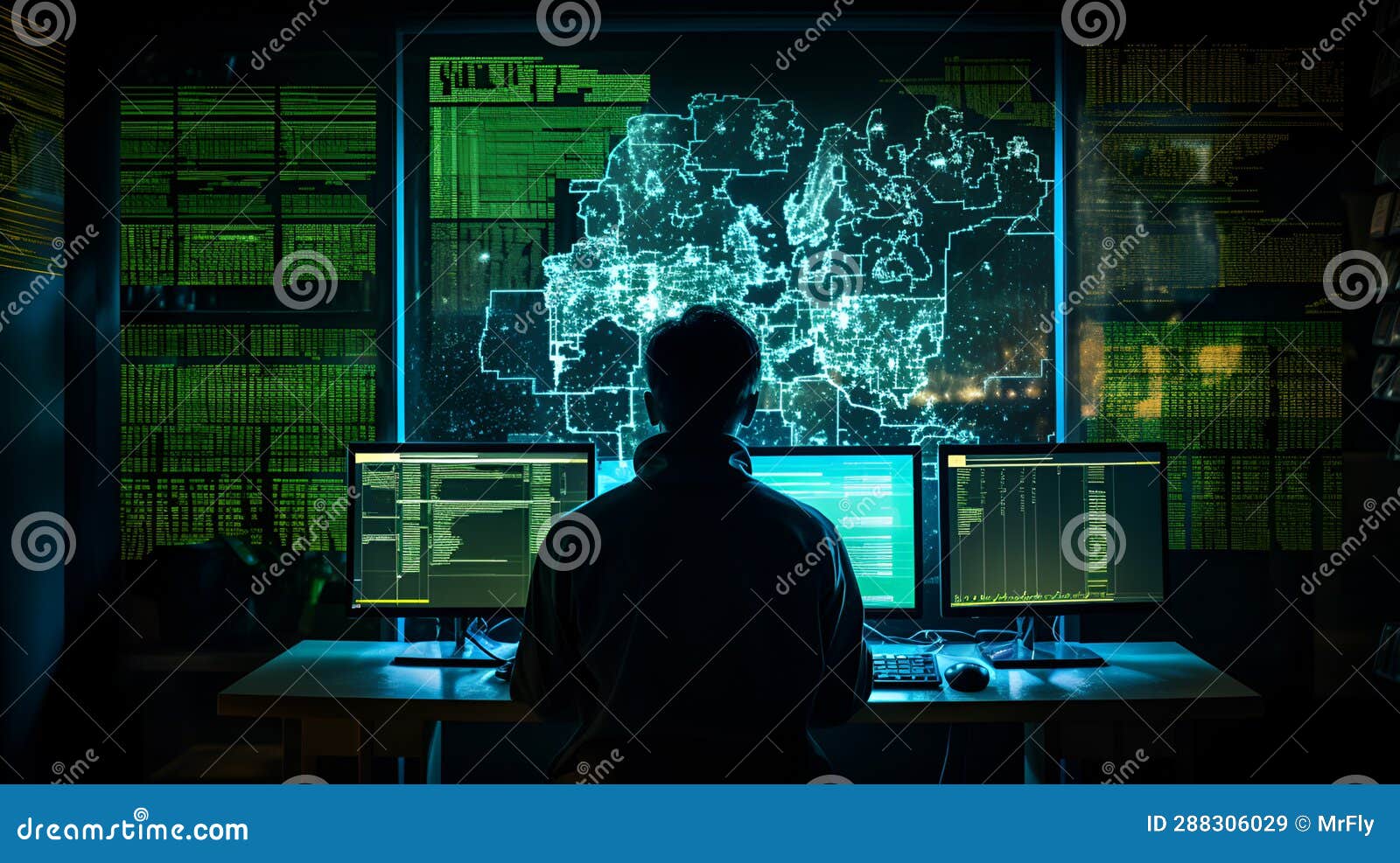 Screens Of Hacker Code Programming Process. Animation. Concept Of Digital Security And ...