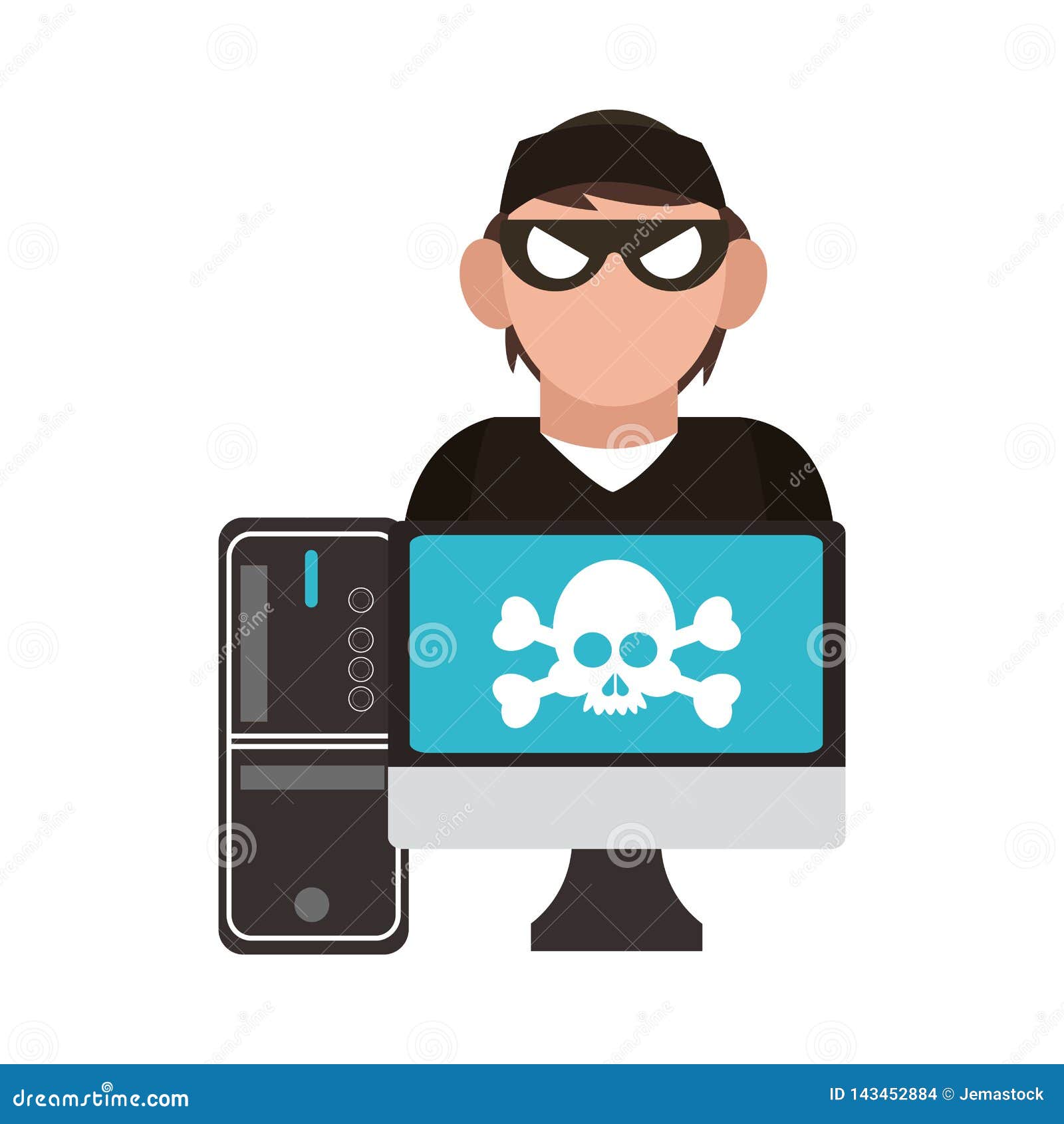 Hacker on computer stock vector. Illustration of personal - 143452884