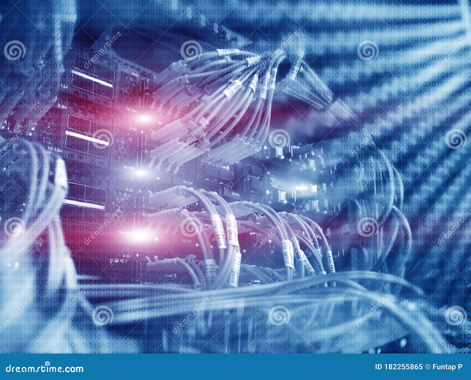 Hacker Concept. Binary Code and Data Center Stock Illustration ...