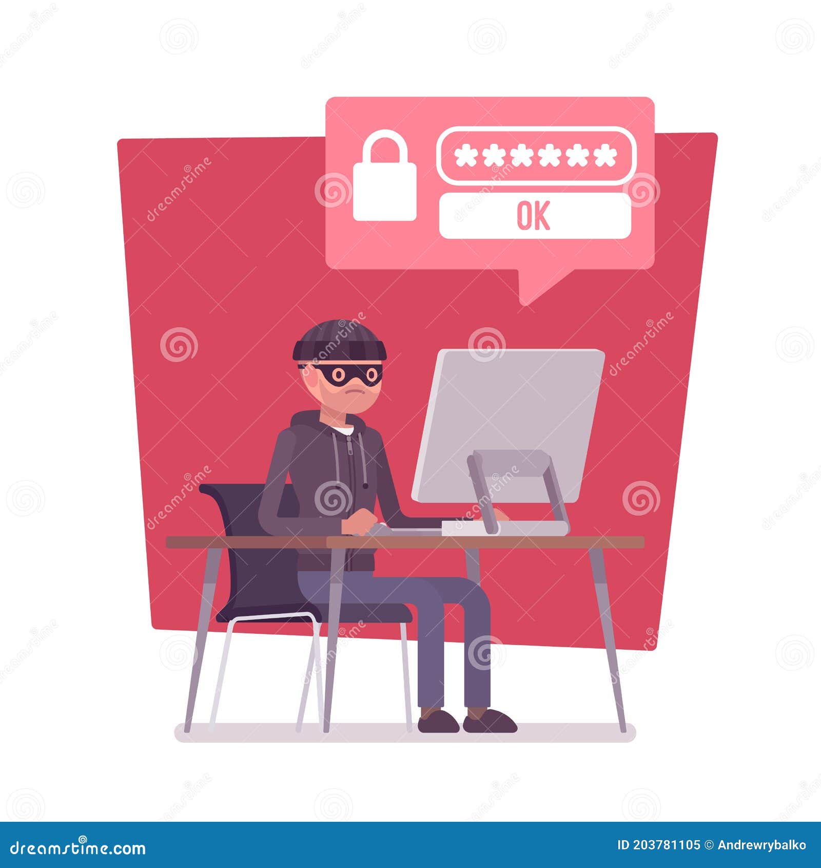 Hacker Cracking Computer Password Stock Vector Illustration Of