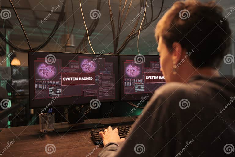 Hacker Cracking Password, Getting Access To Computer System Stock Photo ...