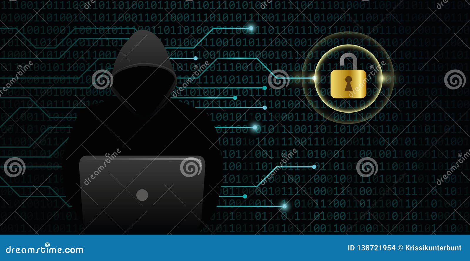 Hacker Cracks Secure Digital Data Connection Stock Vector Illustration Of Cybrer Cyber 138721954