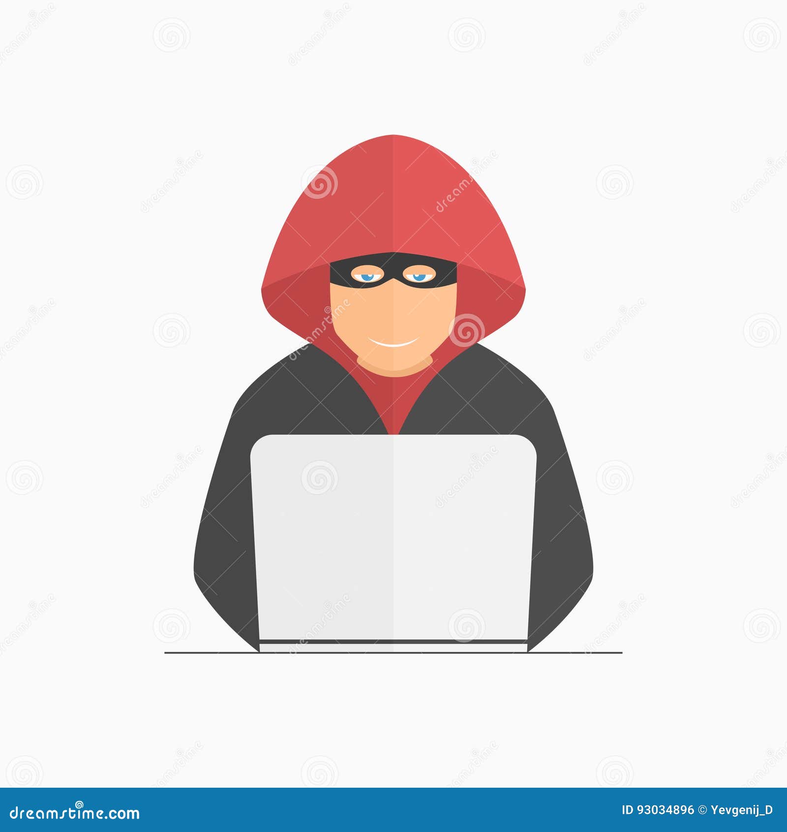 Hacker, Criminal in Mask and Hood with Laptop Stock Vector ...