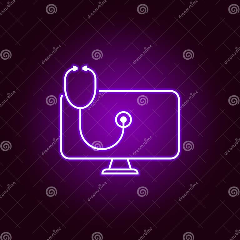 Hacker, Curing Computer Virus Icon in Neon Style. Can Be Used for Web, Logo, Mobile App, UI, UX ...