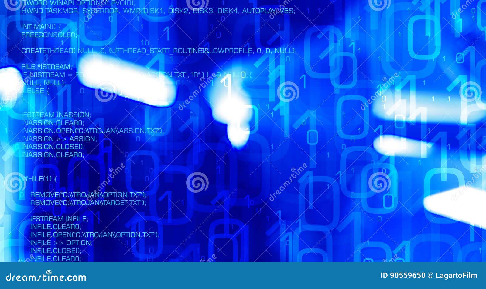 Hacker Cyber Attacks, Cybercrime Blue Background Stock Illustration ...