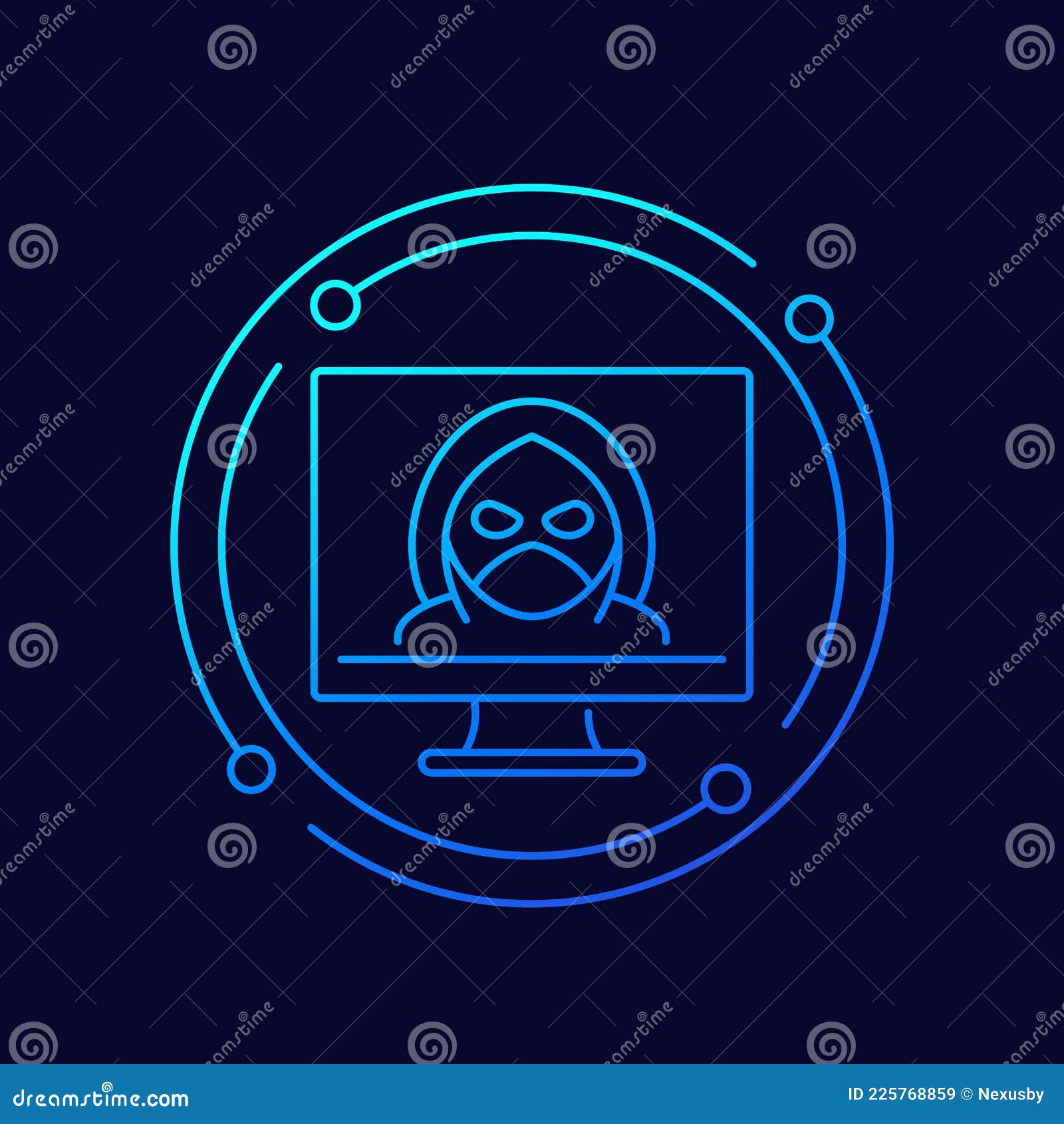 Hacker, Cyber Crime Line Vector Icon Stock Vector - Illustration of ...