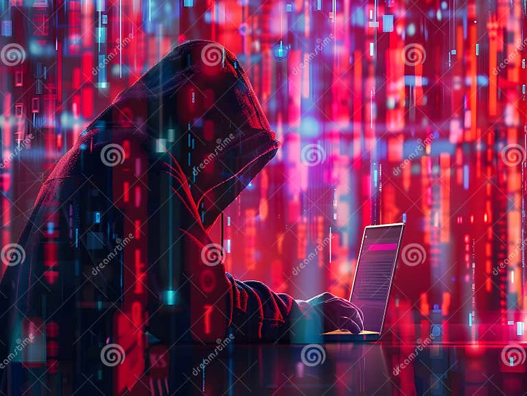 Hacker Cybersecurity Concept with Digital Firewall Protection from ...