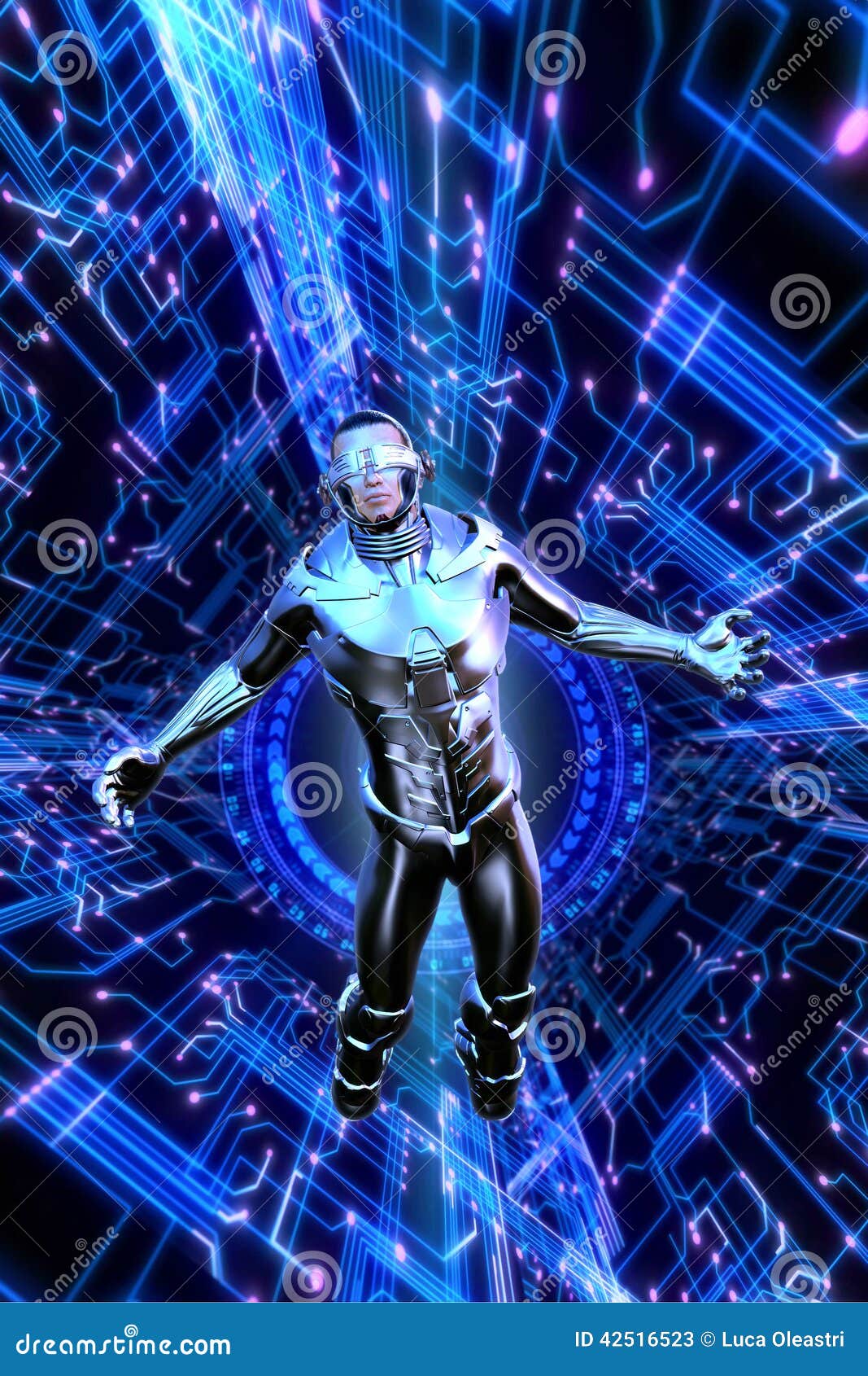 Hacker in cyberspace stock illustration. Illustration of soldier - 42516523