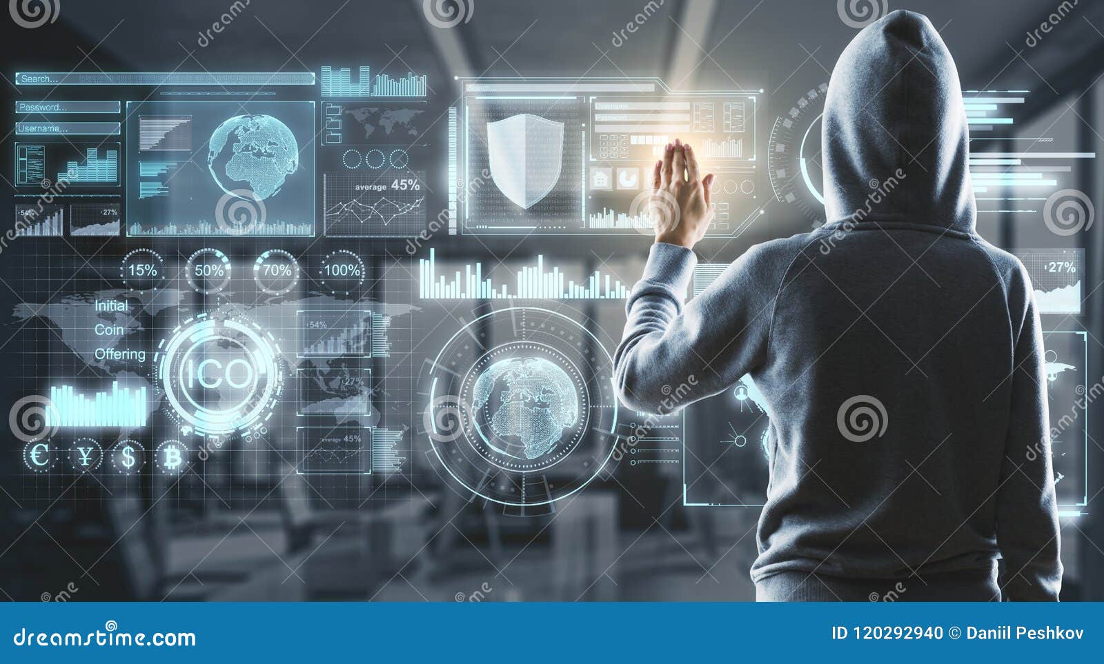 Hacker in cyberspace stock photo. Image of dark, hooded - 120292940