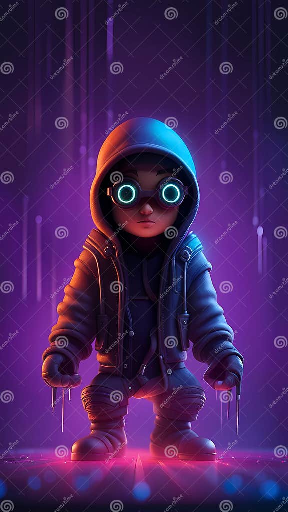 Hacker 3d Cartoon Character Illustration AI Generated Stock ...