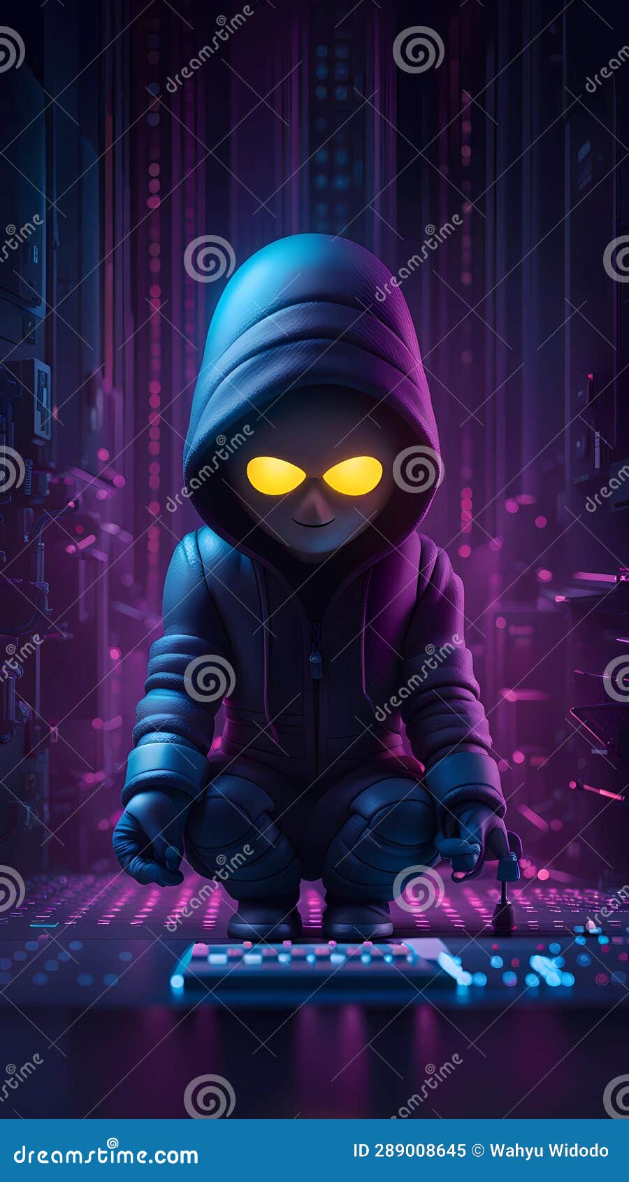 Hacker 3d Cartoon Character Illustration AI Generated Stock ...