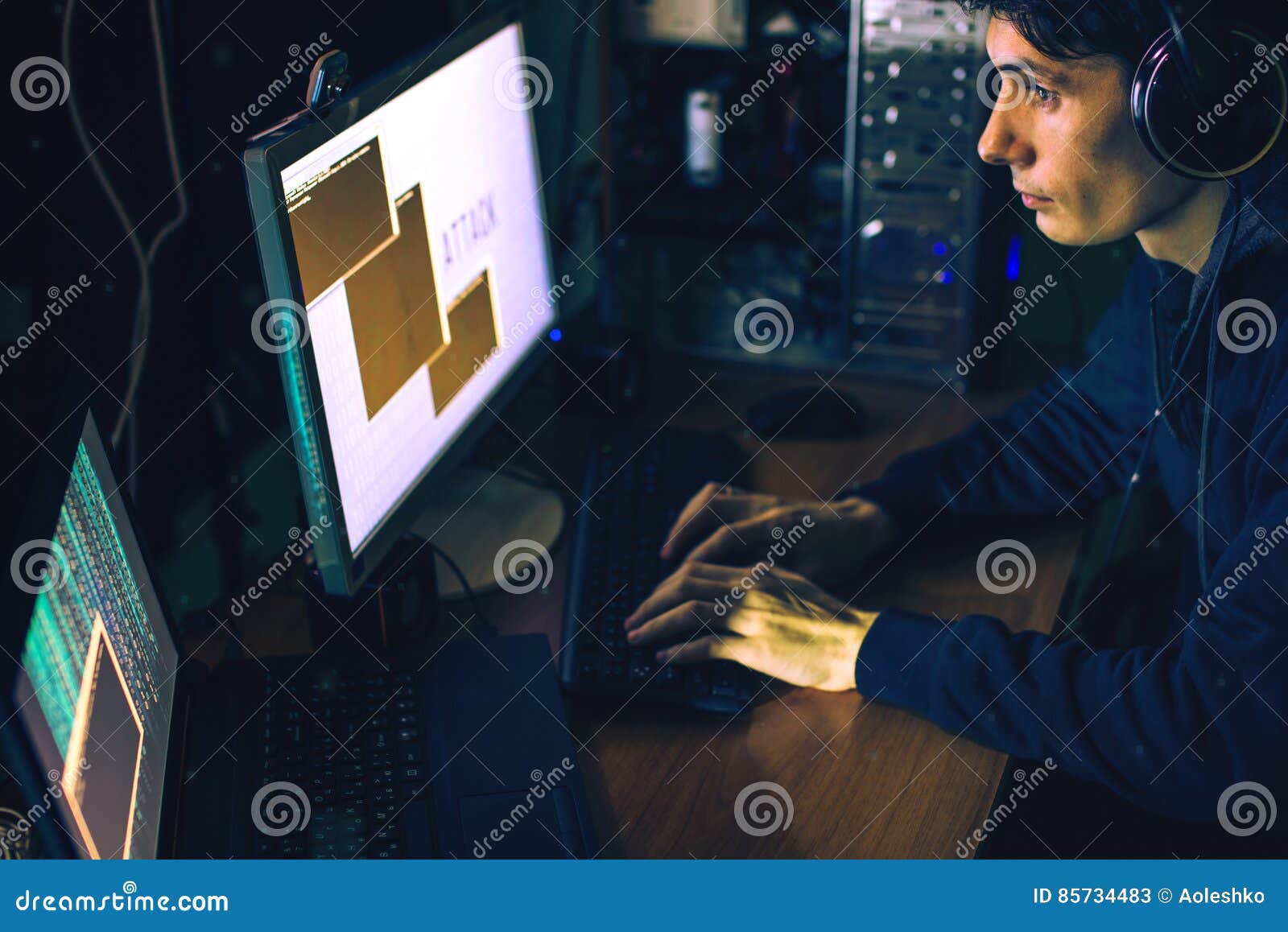 Hacker in the Dark Breaks the Access To Steal Information Stock Image ...