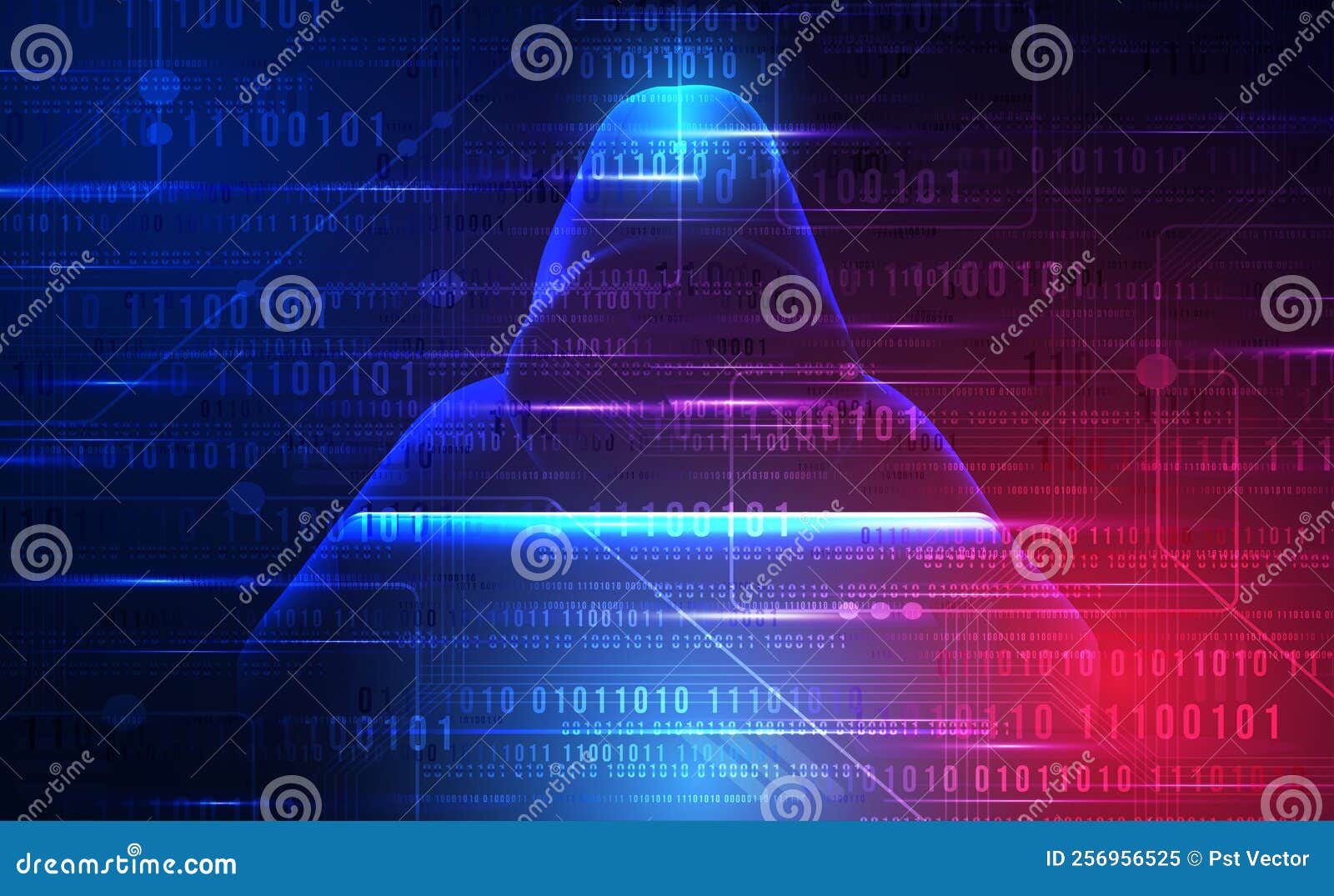 Hacker Data Security Technology Blue Background Data Secure Theft Crime Hack Digital Tech