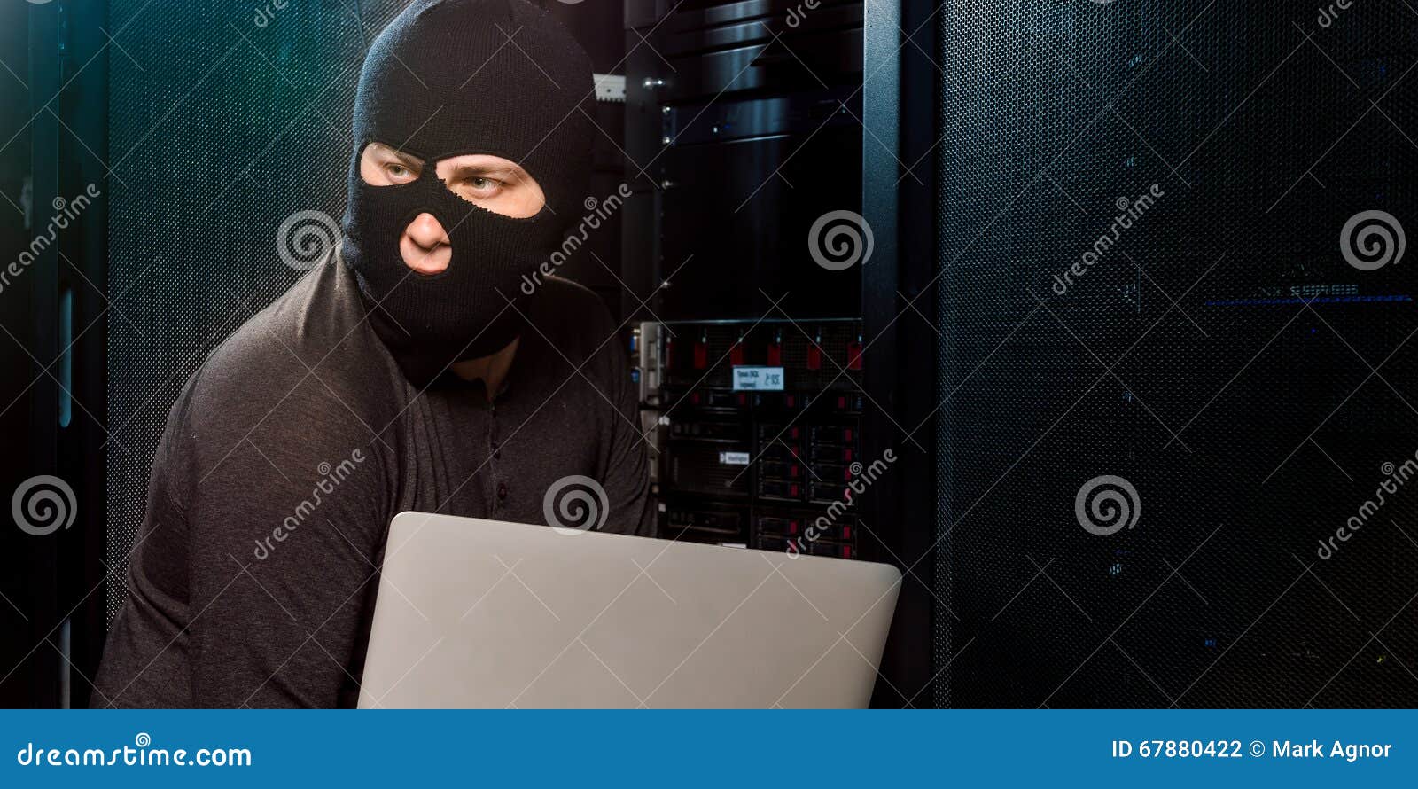 Hacker in a datacenter stock photo. Image of connection - 67880422