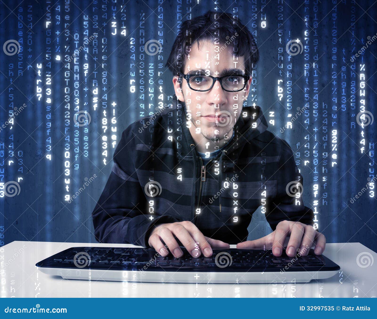 Hacker Decoding Information From Futuristic Network Technology Stock ... Hacker Decoding Information From Futuristic Network Technology Stock ...
