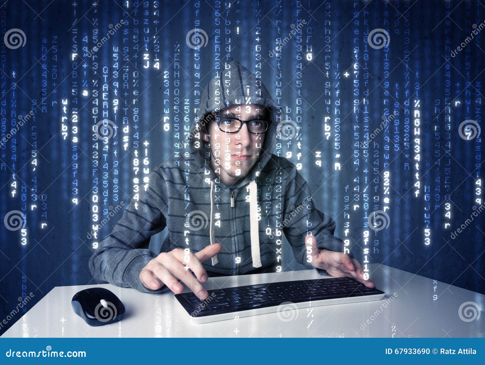 Hacker Decoding Information from Futuristic Network Technology Stock ...