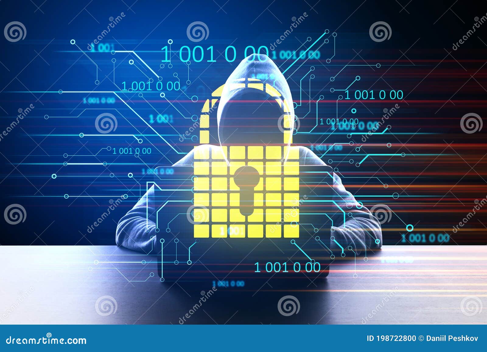 Hacker At Desktop Using Computer And Glowing World Map Royalty-Free ...