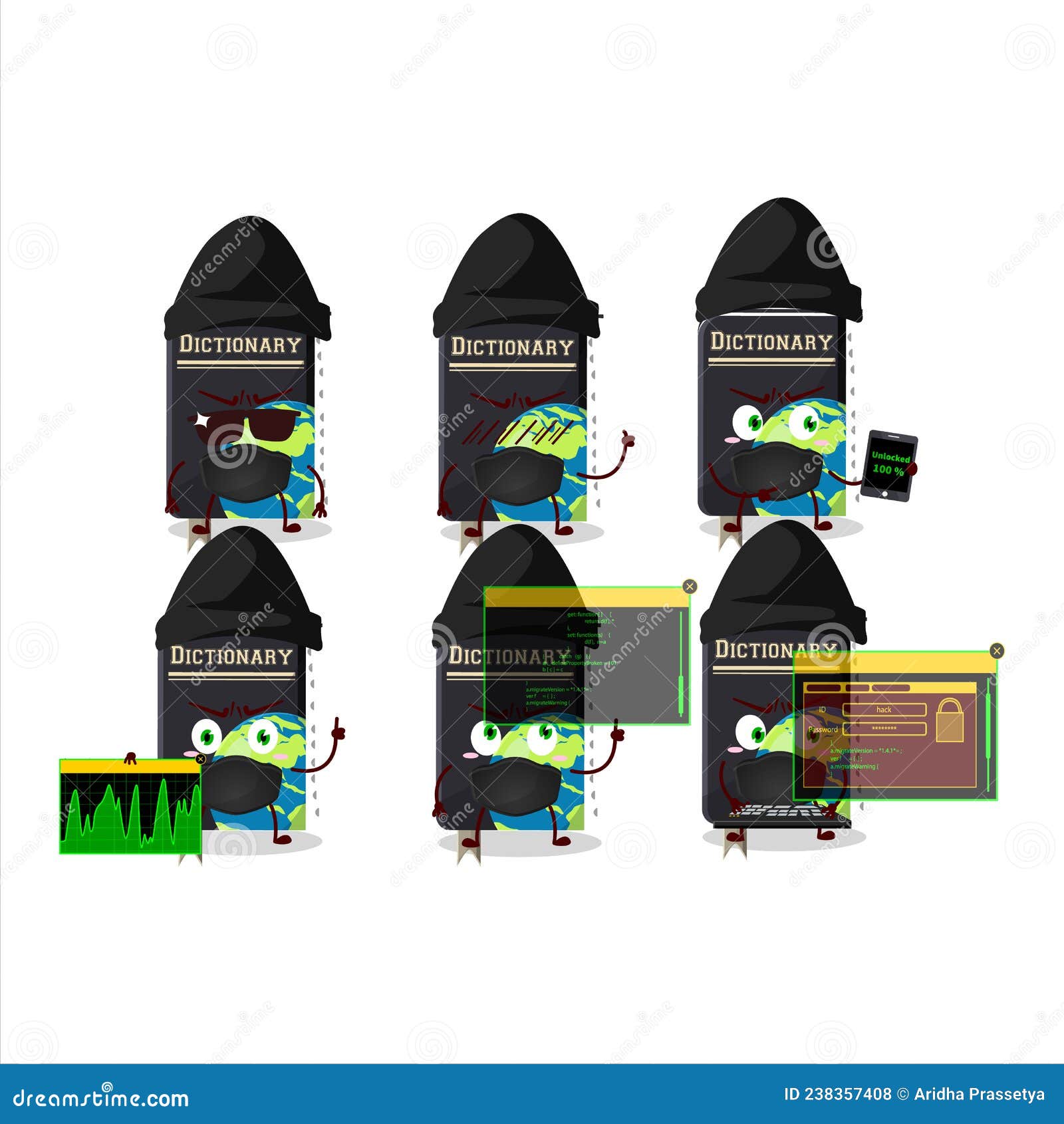 A Hacker Dictionary Book Character Mascot with Stock Vector ...