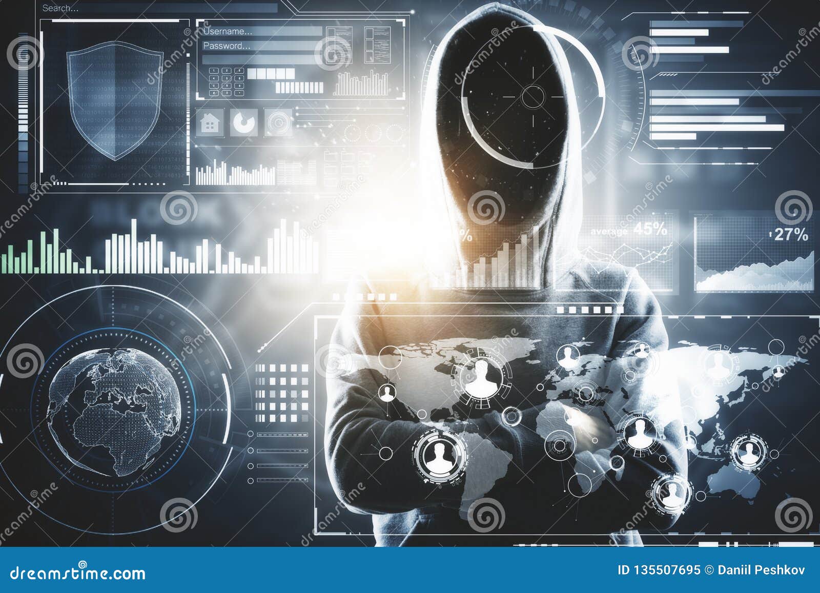 Hacking and hud concept stock illustration. Illustration of hand ...